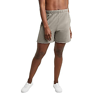 Hanes Women's Originals French Terry, Lightweight Fleece Raw Edge Hem Shorts, 5", Oregano Heather