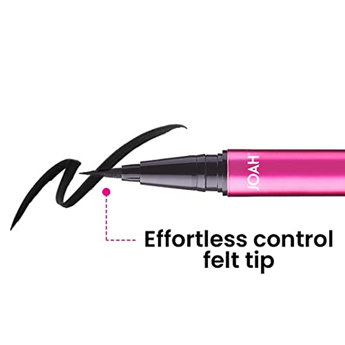 JOAH Line Up Liquid Eyeliner with Precision Felt Tip, Waterproof, Long Lasting, Smudge Proof Eye Liner, Black