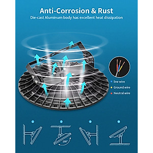 papsbox 4 Pack 500W UFO high Bay Lights,50000LM 6500K Super Bright Daylight White highbay led Light Fixture,110V Area lamp IP65 for Shop Garage Warehouse Workshop Gym Factory Commercial Lighting