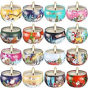 Christmas Scented Candles Gift Sets, Natural Soy Wax 2.5 Oz Unit Portable Travel Tin Perfect for Women Anniversary - 16 Pack