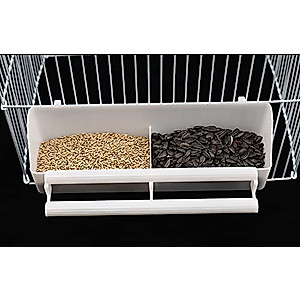 2X Small Bird Feeder Double Dish Pet Bird Water Feeder Cup with Standing Frame Plastic Seed Food Feeder for Parrotlet Sugar Glider Finches Cockatiels Parakeets Cage Feeder