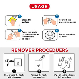 Vsezund 10 Pack Wall Hooks for Hanging 33lb(Max) Heavy Duty Self Adhesive Hooks Transparent Waterproof Sticky Hooks for Keys Bathroom Shower Outdoor Kitchen Door Home Improvement Utility Hooks