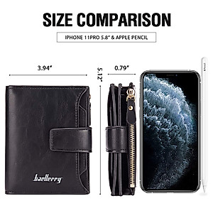 ZLONUBEY Small Wallet for Women RFID Blocking Leather Bifold Men Wallet with ID Window Women Wallets (Black)