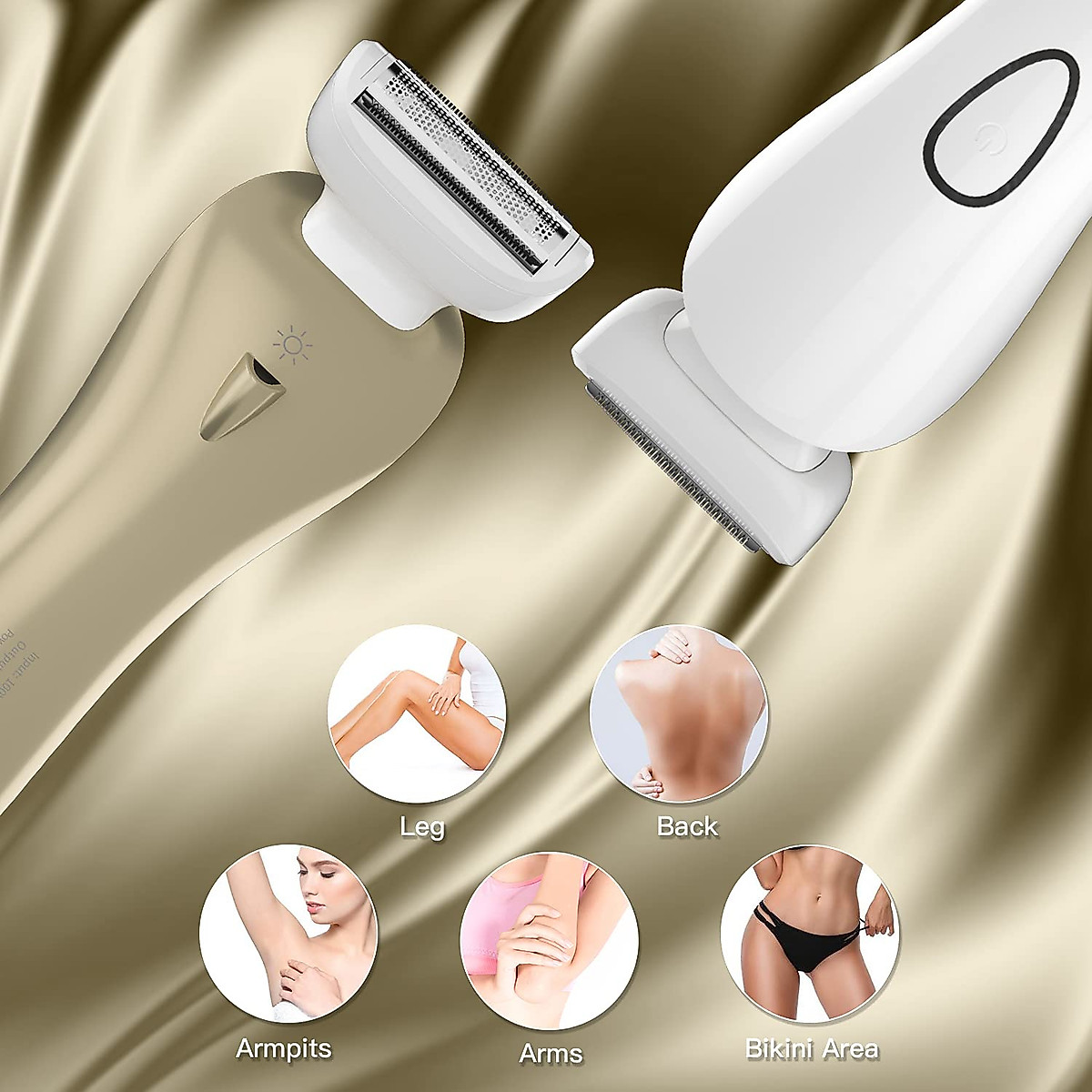 Electric Razor for Women Electric Shaver Bikini Trimmer Body Hair Removal for Legs and Underarms IPX7 Waterproof Wet and Dry Painless Cordless Ladies Shaver with LED Light & Detachable Head
