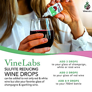 VineLabs Sulfite Removing Wine Drops, Odorless and Tasteless Purifier for Red and White Wines, Natural Headache Reducer, Made in the USA