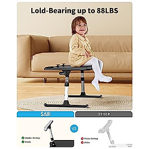 Laptop Desk for Bed, SAIJI Height & Angle Adjustable Laptop Stand for Bed, Lap Desk Bed Tray Table, Light Weight Foldable Portable Laptop table for Couch Sofa Chair Floor Desk for Adults, Kids (Black)