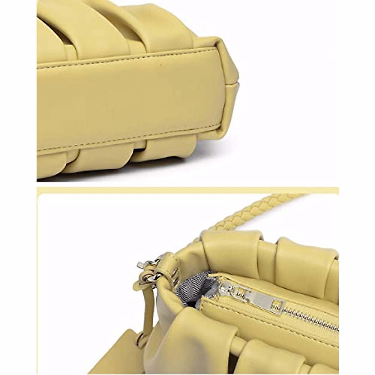 GRPKSSIB Women's Shoulder Purse PU Leather Clutch Ruched Handbag Dumpling Underarm Bag Crossbody Bag