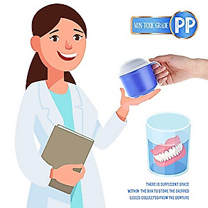 Large Denture Baths Cup, False Teeth Bath Cup with Strainer and Lid for Soaking Dentures or Storing Pacifier, Capacity 10.6 Oz