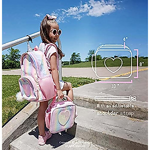 mibasies Kids Unicorn Backpack with Lunch Box for Girls Rainbow School Bag