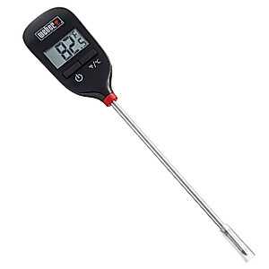 Weber Instant Read Meat Thermometer,1.3 In. W. x 0.3 In. H. x 8 In. L, Black/Silver