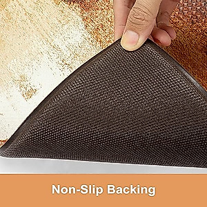 KIMDOE Boho Kitchen Rugs and Mats 2PCS Cushioned Anti Fatigue Kitchen Mat Non-Skid Waterproof Kitchen Runner Rug Ergonomic Comfort Standing Mat for Home Decor,Floors,Office,Laundry,Abstract Orange