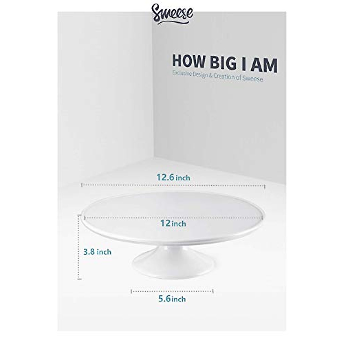 Sweese 709.101 12-Inch Porcelain Cake Stand, Round Dessert Stand, White Cupcake Stand for Parties