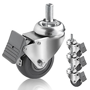 POWERTEC 17202 Dual Locking Swivel Caster Wheels Set of 4 with 400 lb Weight Capacity