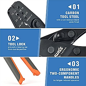 iCrimp IWC-1424A Crimping Tools for Deutsch DT Series Stamped & Formed Contact, Open Barrel Terminal Crimping Tool, AWG14 to AWG24 Wire Crimper