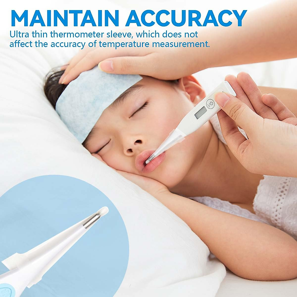 OBTANIM 100 Pieces Disposable Digital Thermometer Probe Covers Clear Temperature Sheath Sleeves for Oral, Rectal, Armpit