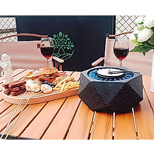 Tabletop Fire Pit Bowl Indoor Outdoor for Smores,Table Top Fire Pit Bowl,Table Top Firepit for Outside Patio, Mini Indoor Fire Pit Ethanol,Portable Tabletop Fireplace, Smokeless (Black (Hexagon))