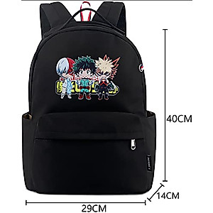 Roffatide Anime My Hero Academia Backpack Nylon Black Book Bag Printed School Bag Back Pack Daypack