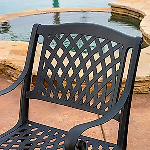 Christopher Knight Home Hallandale Outdoor Cast Aluminum Chairs, 2-Pcs Set, Antique Matte Black