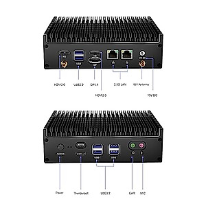 Mini PC Fanless，Intel 12th Core i7-1255U,10cores 12Threads, Slient Mini Desktop Computer 16G DDR4 1TB NVME SSD WiFi 6 BT 5.0, Dual 2.5G Ethernet,Build in Thunderbolt 4 and 4x4K Output