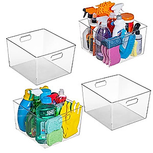 ClearSpace Plastic Storage Bins – XL 4 Pack Perfect Kitchen Organization or Pantry Storage – Fridge Organizer, Pantry Organization and Storage Bins, Cabinet Organizers