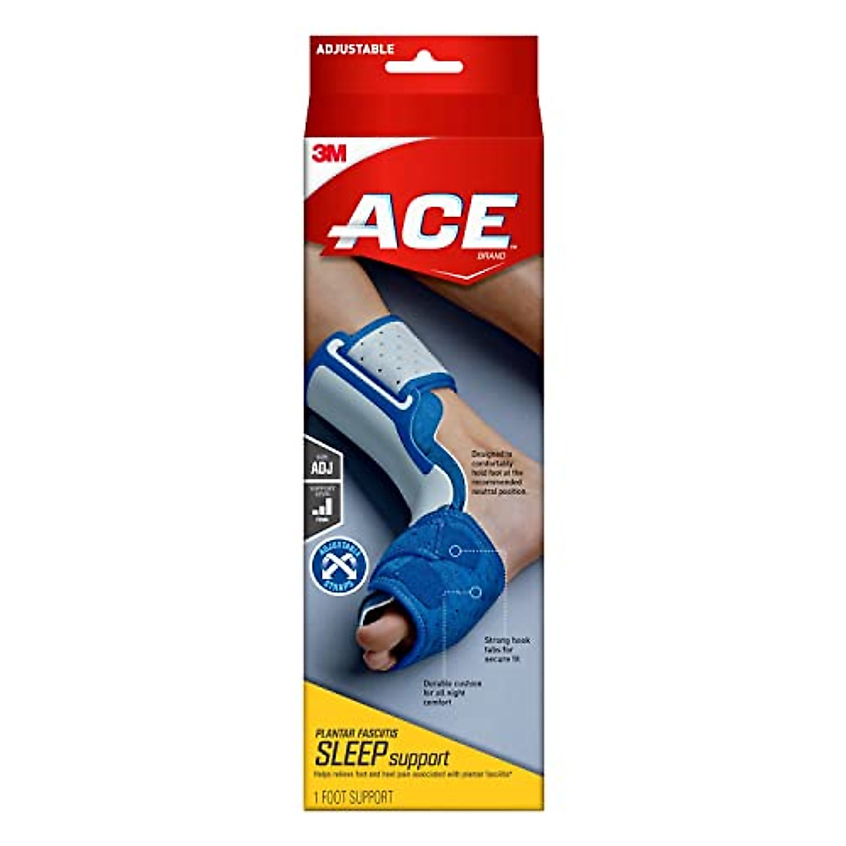 ACE Brand Plantar Fasciitis Sleep Support, Foot Brace Stays in Place All Night, Plantar Fasciitis Brace With Secure Fit and Long-Lasting Comfort, Sleep Support for Left and Right Foot, 8” to 15”