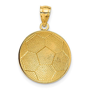 Diamond2Deal 14k Yellow Gold Soccer Ball Pendant (L- 24 mm W- 17 mm)