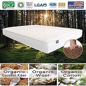 NATURAL LIFE PALMPRING Cambay Queen Mattress - Organic Coconut Coir 8” Extra Firm 1 Layer Comfortable Sleep Bed Dust Free