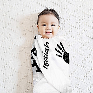 KEMINA BLANKETS Organic Baby Swaddle Blanket for Baby Boy Girl, Newborn Nursery Blankets, Silky Muslin Receiving Blanket, Baptism Gifts for Boys and Girls Baby Shower,47x47,Isaiah 49:16