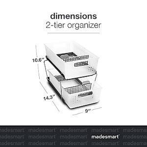 madesmart Antimicrobial 2 Tier Organizer, Pack of 1, Frost