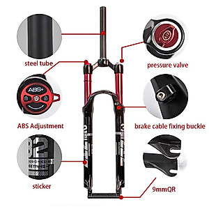 ZTZ 26/27.5/29 Inch Mountain Bike Front Fork,Dual Air Chamber Bike Suspension Fork, MTB Shock Absorber Air Fork