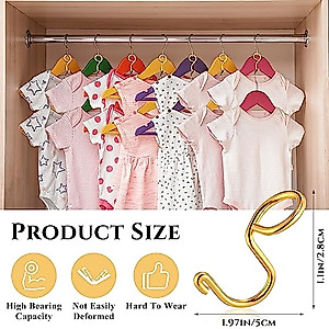 Hicarer 100 Pack Clothes Hanger Connector Hooks Metal Velvet Hanger Extender Hooks Cascading Hanger Hooks for Clothes Mini Metal Outfit Hangers Extender Clips for Saving Closet Wardrobe Organizer Gold
