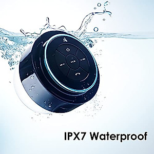 XLEADER Shower Speaker, IPX7 Certified Waterproof Bathroom Speaker, Girl Women Kids Shower Gift, SoundAngel Mate 5W Bluetooth Speaker with Suction Cup Mic, Mini Wireless Speaker for iPhone iPad Pool