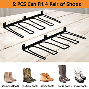 ORLESS Wader Hangers 4-Pair Boot Rack Garage Storage, Cowboy Boot Holder, Metal Wire Organizer for Entryway