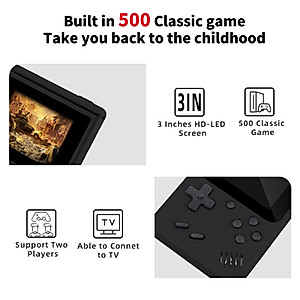 Retro Handheld Game Console, 3 inch LCD Screen Portable Video Game Console with 500 Classic Games, Support TV Connection & 2 Players Battle
