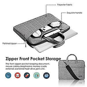 Qishare 11.6 12 inch Laptop Case Laptop Shoulder Bag, Multi-functional Notebook Sleeve Carrying Case With Strap for Notebook Microsoft Surface Pro 6/5/4/3 Macbook Air 11 12(Gray Lines)