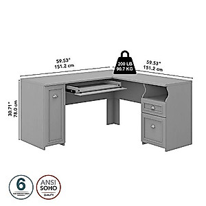 Bush Furniture Fairview L Desk, 60W, Cape Cod Gray