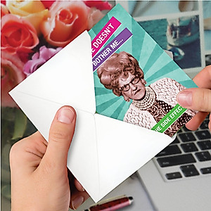 NobleWorks - 1 Funny Happy Birthday Greeting Card - Retro Old Woman Humor, Notecard Talk Bubbles - Side Effects C9356BDG