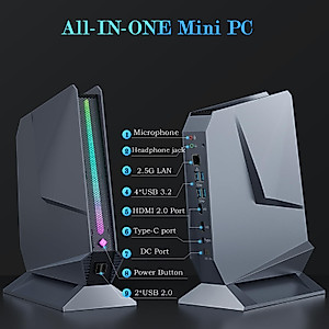 [Gaming PC] Mini PC Intel i9-12900H & GeForce RTX 3050Ti 8G GDDR6 14C/20T RGB Lights Mini Desktop Computer, 32GB RAM 1TB PCIE4.0 SSD, 2.5G LAN 2X HDMI Type-C WiFi 6E BT5.3, Windows 11 Pro
