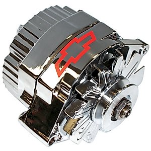 ProForm Alternator, 80 amp, 12V, Internal Regulator, Single V-Belt Pulley, GM Logo, Chrome, GM, Each (141-659)