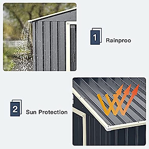 Renatone Outdoor Storage Shed, 7 x 4 FT Galvanized Metal Storage House with 4 Vents & Double Sliding, Steel Utility Tool Shed for Garden, Backyard, Patio