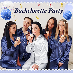 Unittype Women Silk Pajama Set Long Sleeve Silk Sleepwear Satin 2 Pcs Classic Button Down Pajamas for Bride Wedding Party (Blue,M)