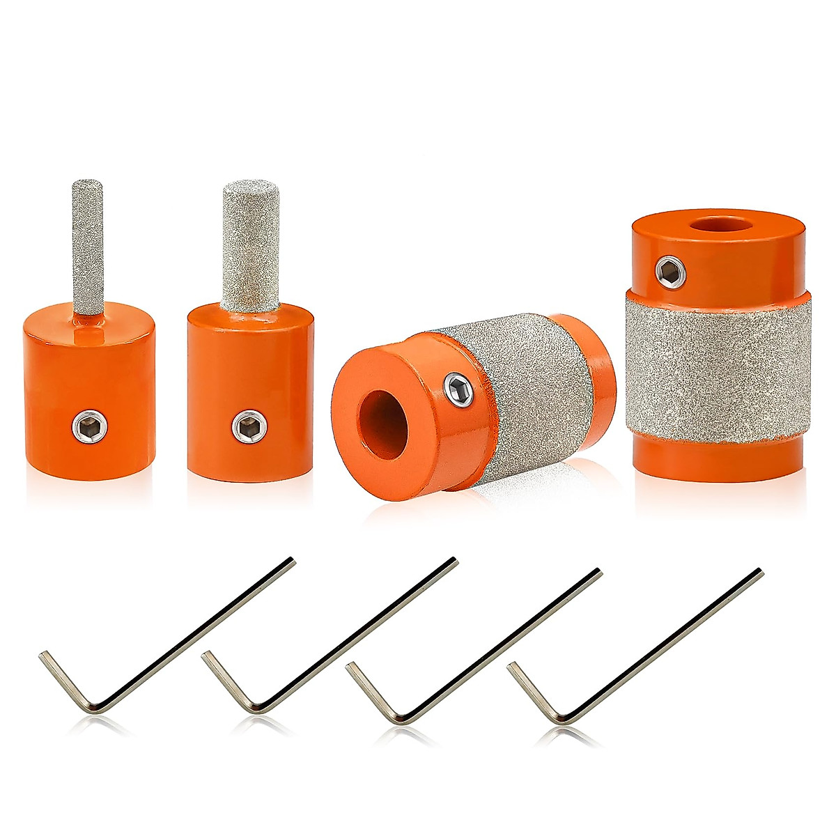 BGTEC Stained Glass Diamond Grinder Bit Head Tools 1/8"+1/4"+3/4"+1" Brass Core Stained Glass Grinder Bits, Diamond Grinder Bit Head Tools, Stain Glass Tools and Supplies for Stained Glass