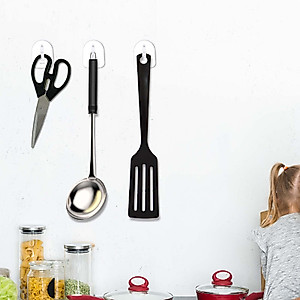 Molain 30 Pack Clear Adhesive Hooks for Hanging, Transparent Reusable Heavy Dut Acrylic Adhesive Hooks with Traceless Stickers Drill-Free Wall Hooks for Kitchen Bathroom Bedroom Office