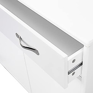 Recaceik Kitchen Buffet Storage Cabinet, Sideboard Cabinet with 2 Doors & 1 Large Drawers Modern Simple Wood Buffets & Sideboards for Dining Room Kitchen Entryway Console Side Tables (White)