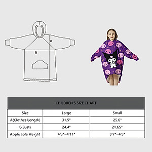 Perwzupe Kids Wearable Blanket Flannel Hoodies Sweatshirt,Warm Super Soft Blanket Hoodies,Portable Pullover Hooded Sherpa Blanket 3'7"-4'3"