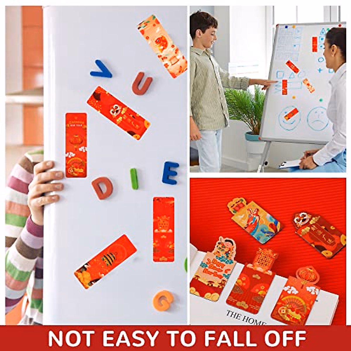 MWOOT 24Pcs Chinese New Year Magnetic Bookmarks for Kids Adults Reading Lovers, Creative Red Magnet Page Markers Kit for Spring Festival, Gifts, Party, Reading Supplies (12 Styles, 4.5x3CM)