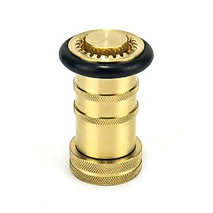 QWORK 1" NST/NH Brass Fire Hose Spray Nozzle, Heavy Duty Fire Equipment, Industrial Jet Fog Nozzle 36 gpm 100 psi