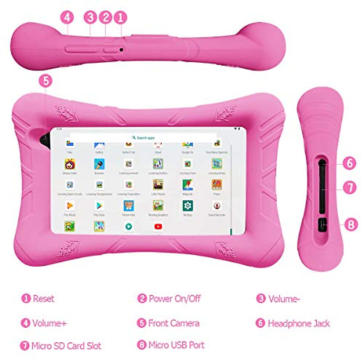 PRITOM Kids Tablet, 32 GB ROM, Quad Core Processor, HD IPS Display, WiFi 7 inch Android Tablet, Kid-Proof with Kids Tablet Case