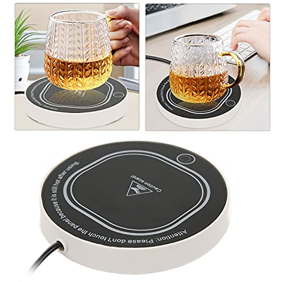 Smart Coffee Cup Warmer Black Coffee Mug Warmer for Desk with Heating Function for Cocoa Tea Milk Water(US Plug 110V)