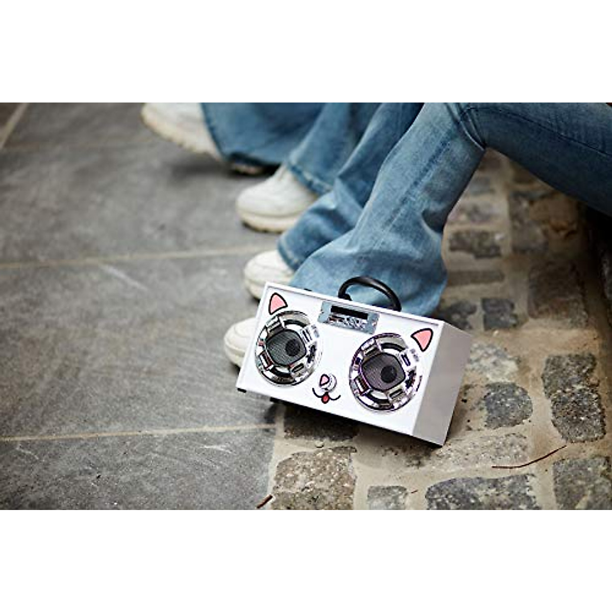 Wireless Express - Mini Boombox with LED Speakers – Retro Bluetooth Speaker w/Enhanced FM Radio - Perfect for Home and Outdoor (Retro)